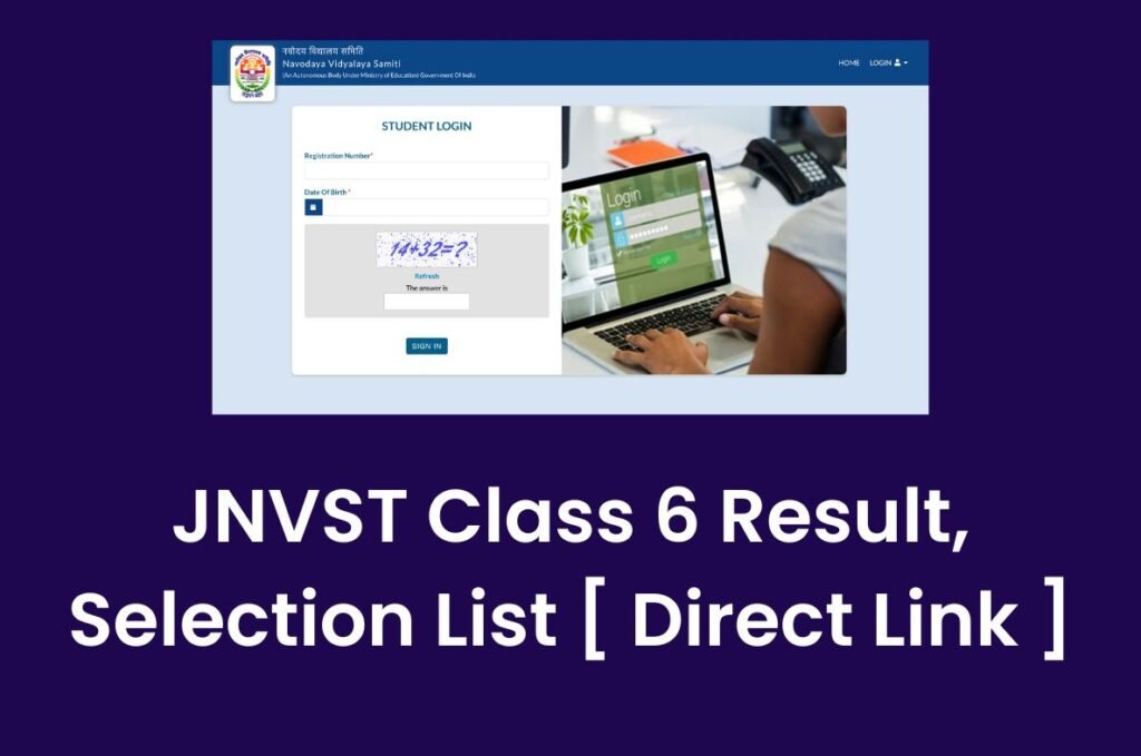 JNVST Class 6 Result 2023, Navodaya Vidyalaya Selection List @navodaya ...